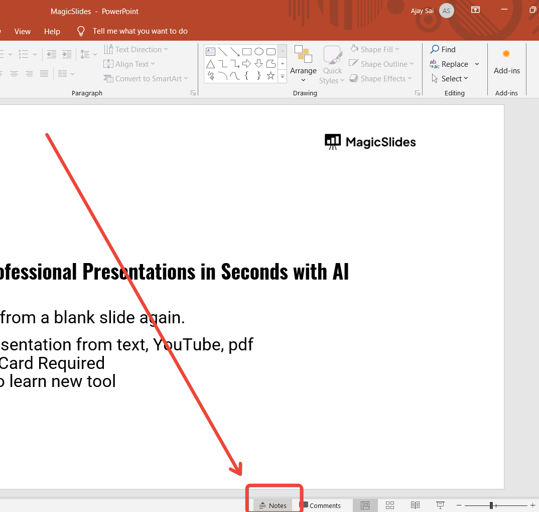 How to see notes in PowerPoint