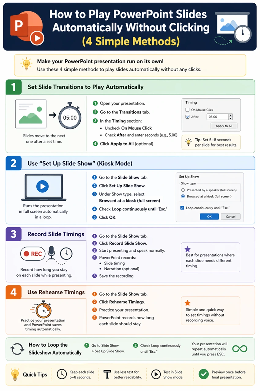 How to Play PowerPoint Slides Automatically Without Clicking (4 Simple ...