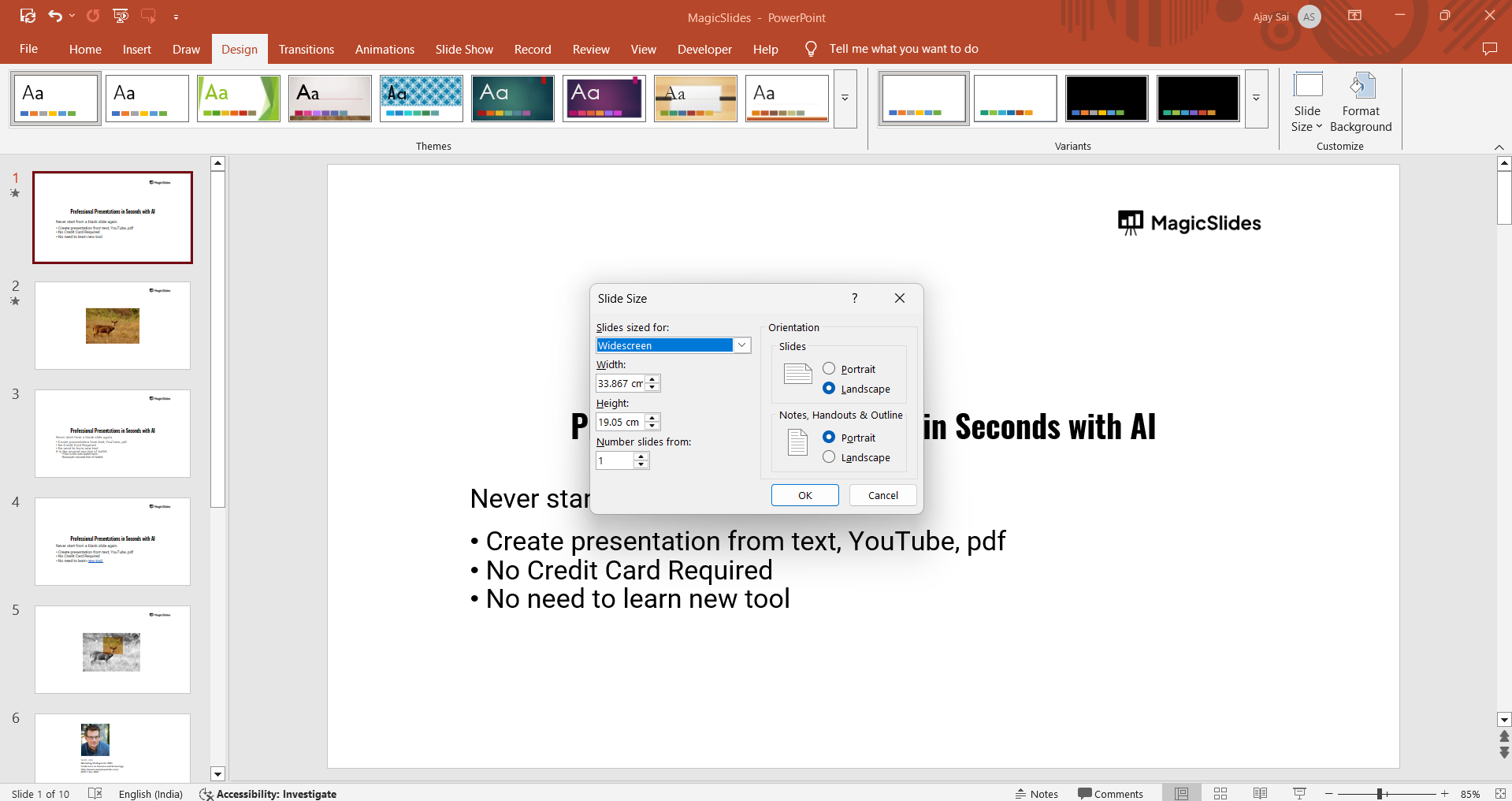 How to Adjust Slide size in PowerPoint